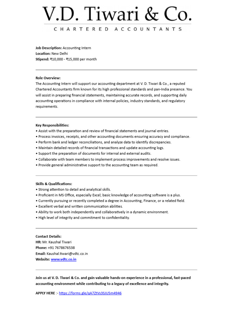 JD - Accounting Intern | PDF