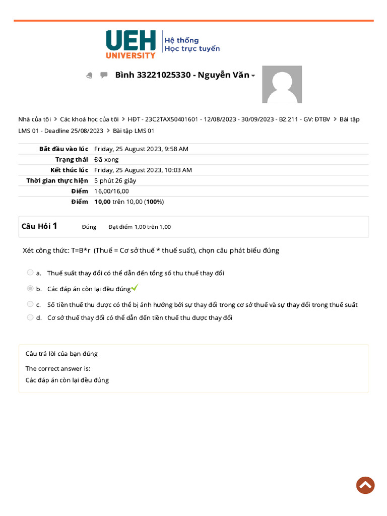 Bài Tập LMS 01 - Xem Lại Bài Làm | PDF