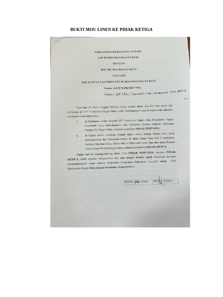 5.5.3.b BUKTI FOTO MOU LINEN KE PIHAK KETIGA | PDF