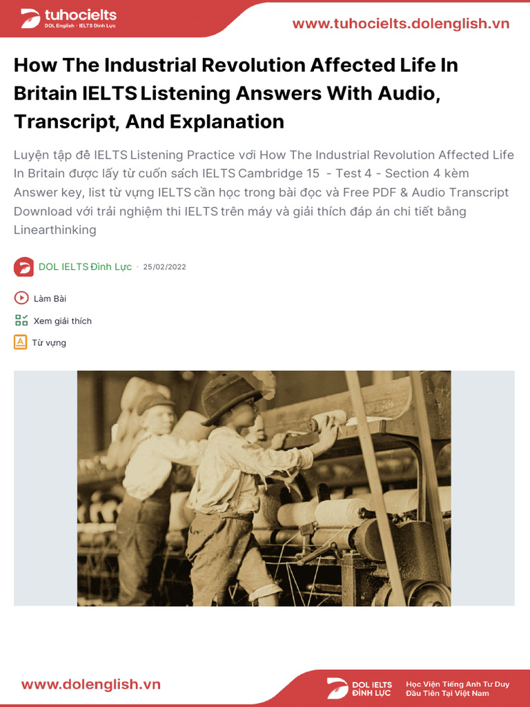 IELTS Listening: Industrial Revolution Impact | PDF | Industrial ...