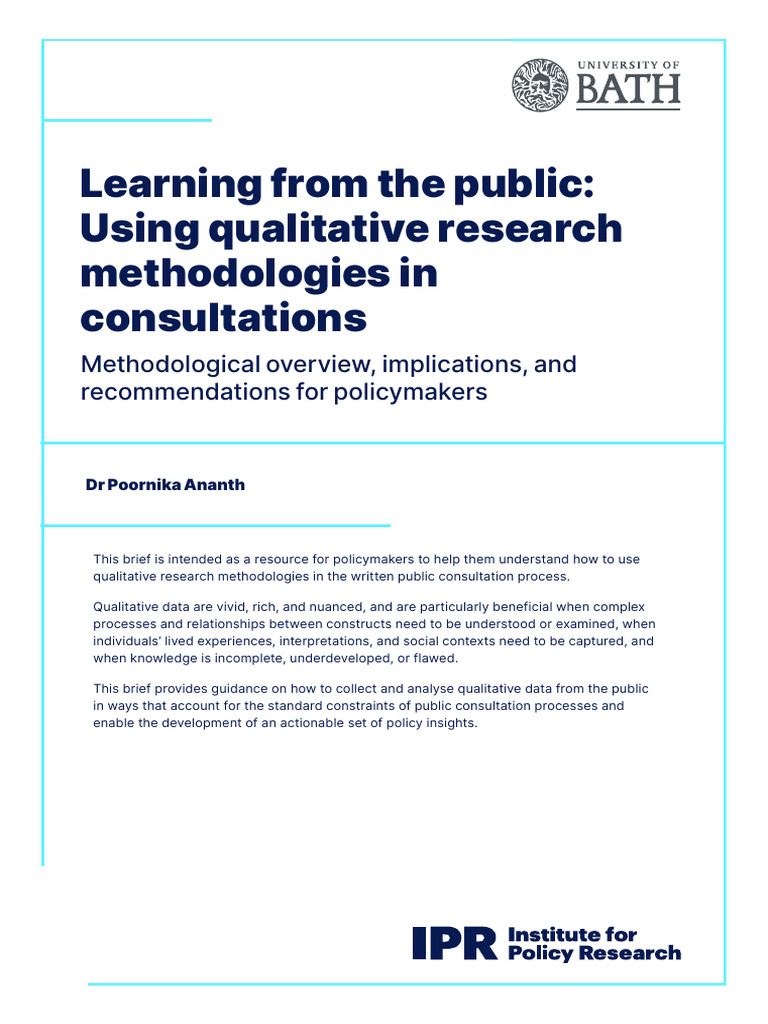 Learning From The Public Using Qualitative Research Methodologies in Consultations | PDF ...