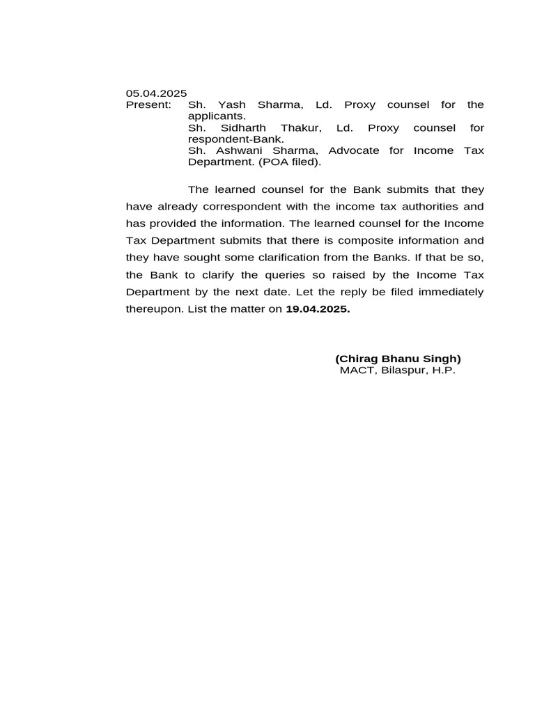 Income Tax Clarification Hearing Update | PDF
