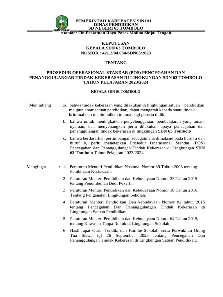 SOP TPPK 63 | PDF