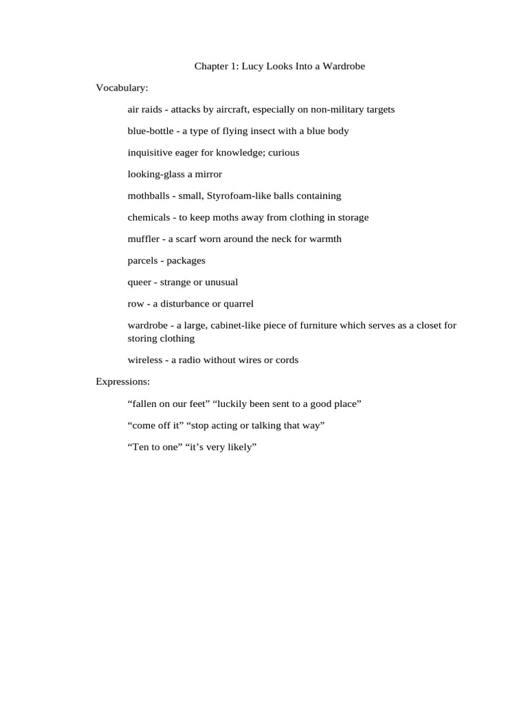 Chapter 1 Activities (Narnia | PDF