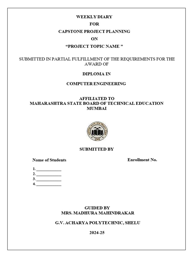 Weekly Diary CPP 5th Sem Format | PDF