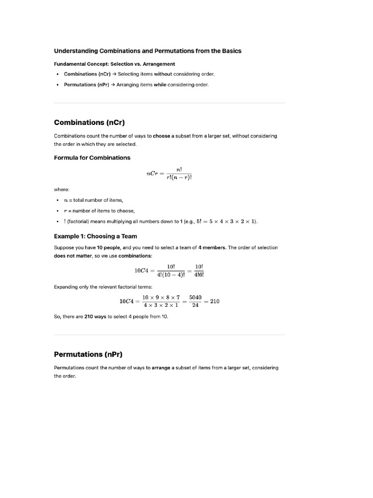 Permutations and Combinations | PDF