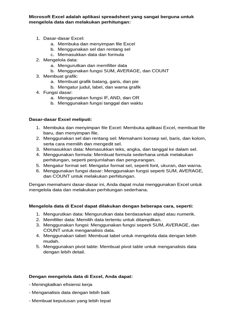 Microsoft Excel Adalah Aplikasi Spreadsheet Yang Sangat Berguna Untuk ...