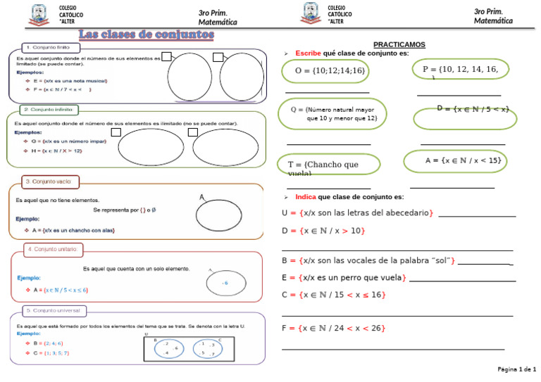 Clases de Conjuntos 3ro Prim | PDF