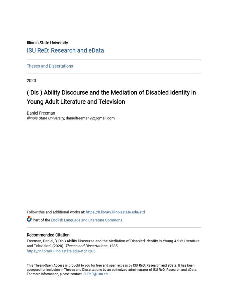 (Dis) Ability Discourse and The Mediation of Disabled Identity | PDF ...