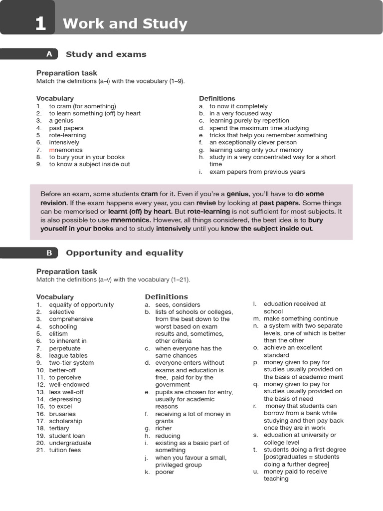 Lesson One - Work and Study | PDF