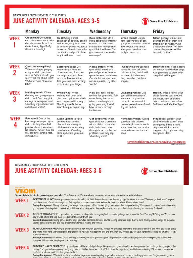 6-21-june-monthly-learning-actvities-3-5 | PDF | Toys