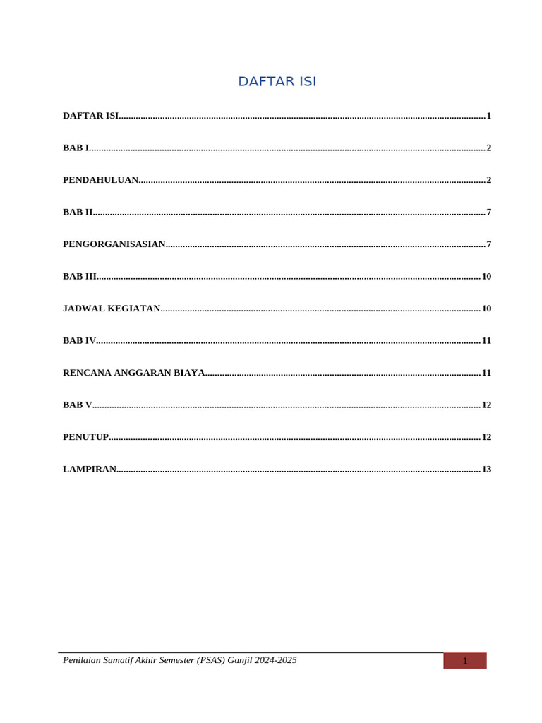Program Kerja PAS Ganjil 2024-2025 | PDF