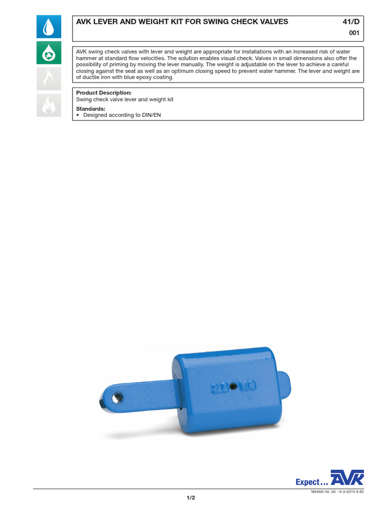 41-23-001 AVK Lever & Weight Kit | PDF | Mechanical Engineering | Equipment