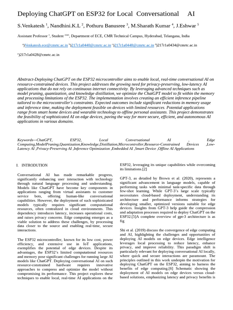 Deploying ChatGPT On ESP32 For Local Conversational AI | PDF ...