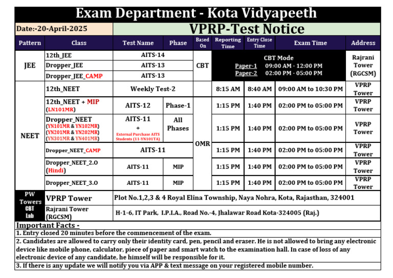 Test Notice - VPRP - 20-April-2025 | PDF