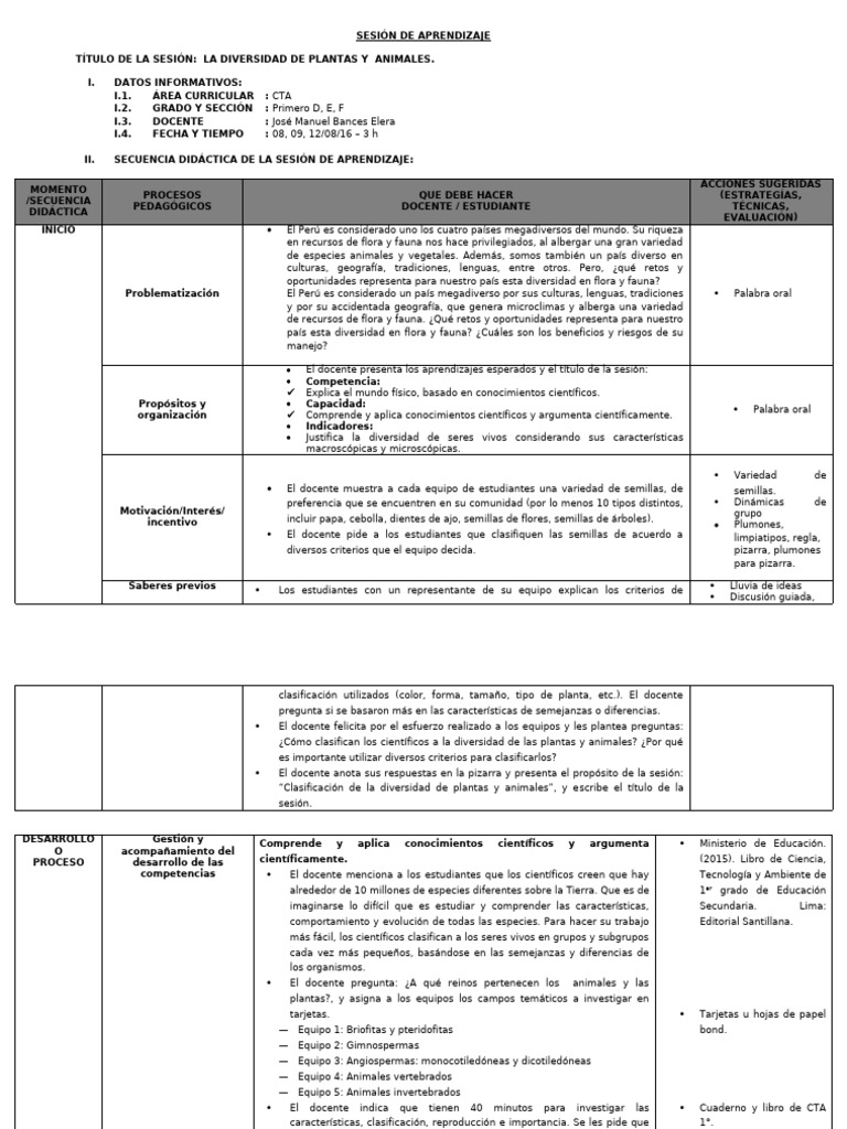 Sesión de Aprendizaje 1° Iii B | PDF | Plantas | Desierto