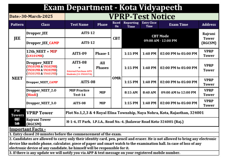 Test Notice - VPRP - 30-March-2025 | PDF