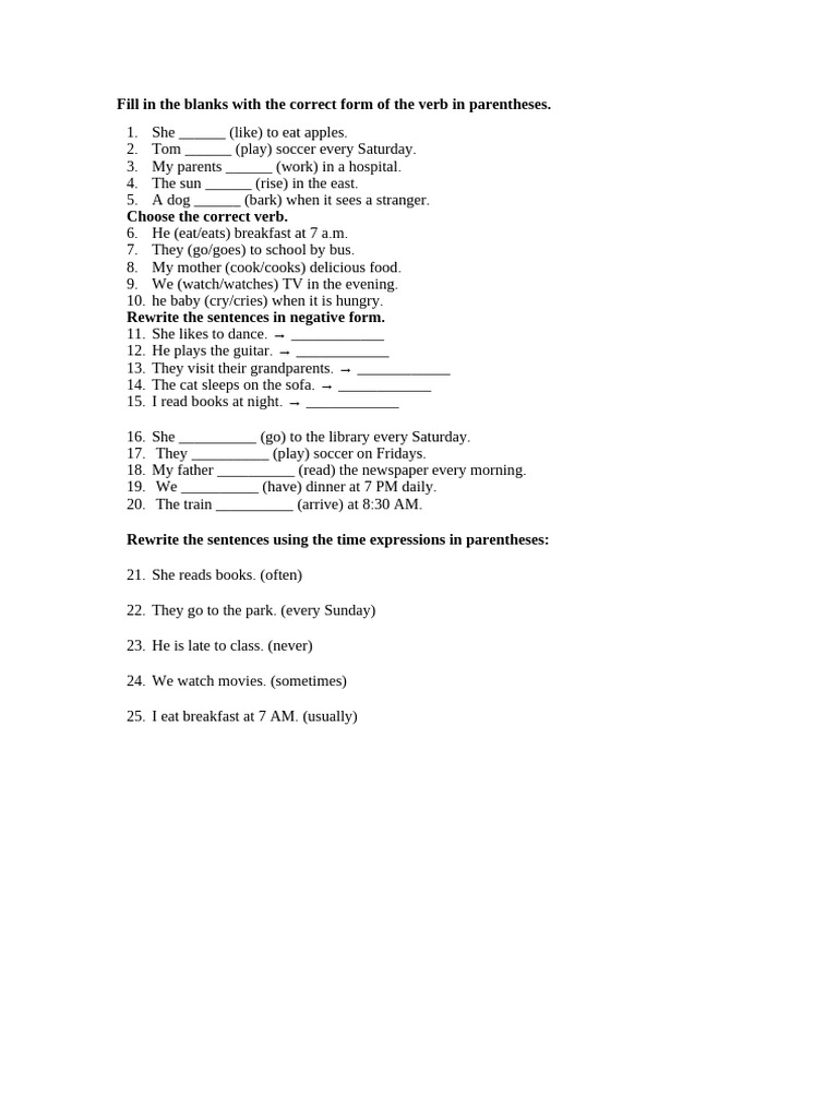 Verb Form Exercises and Sentence Rewriting | PDF