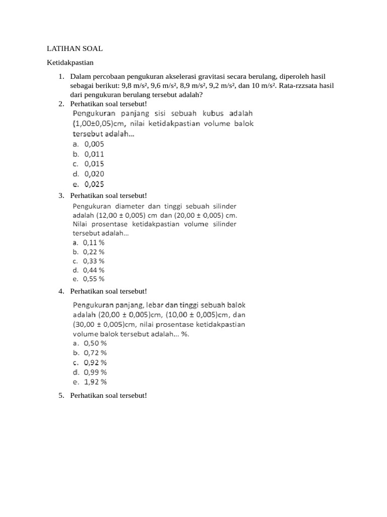 LATIHAN SOAL Pengukuran Fis 10 | PDF