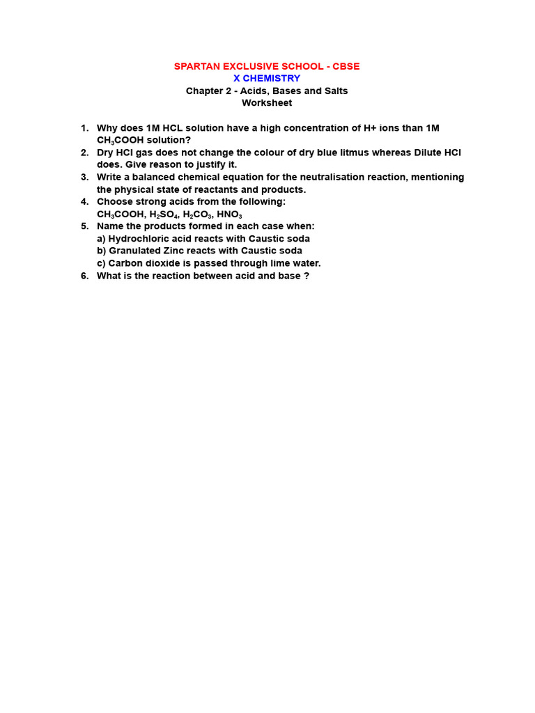 10th STD CH 2 Worksheet No.2 | PDF
