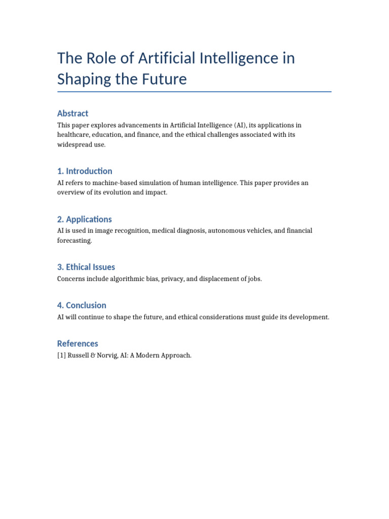 The Role of Artificial Intelligence in Shaping The Future | PDF