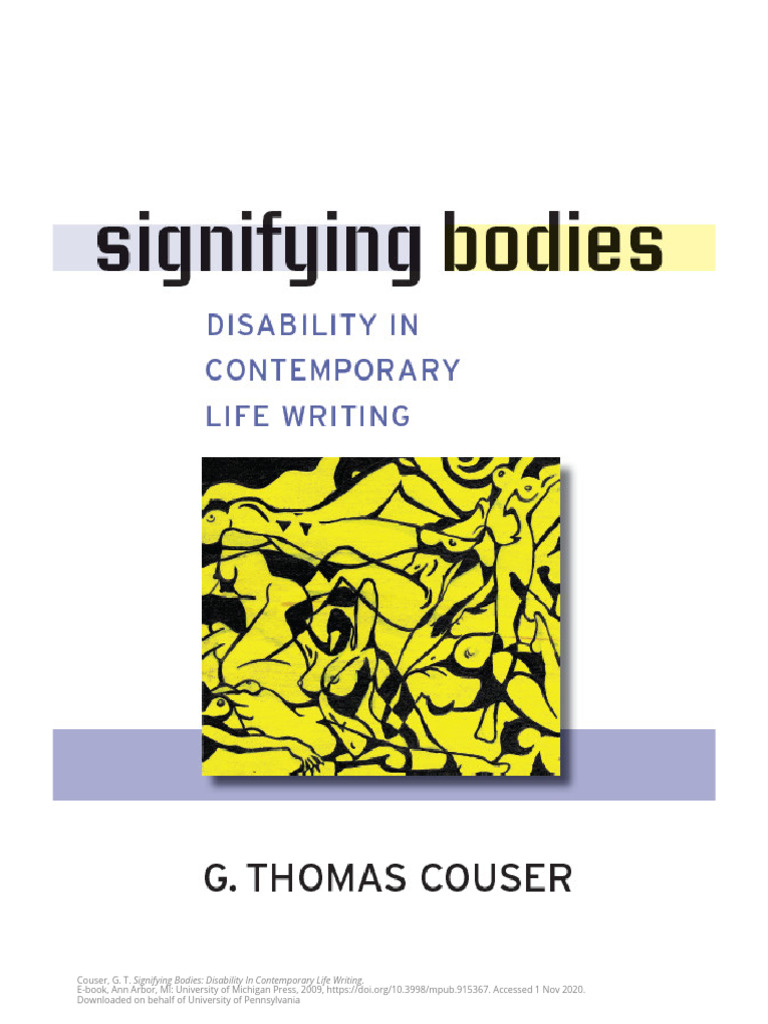 Couser Signifying Bodies | PDF | Disability | Mental Disorder
