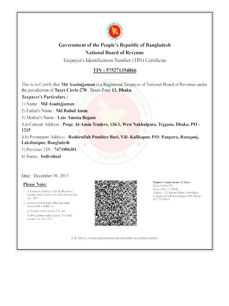 Tax Certificate Pdf