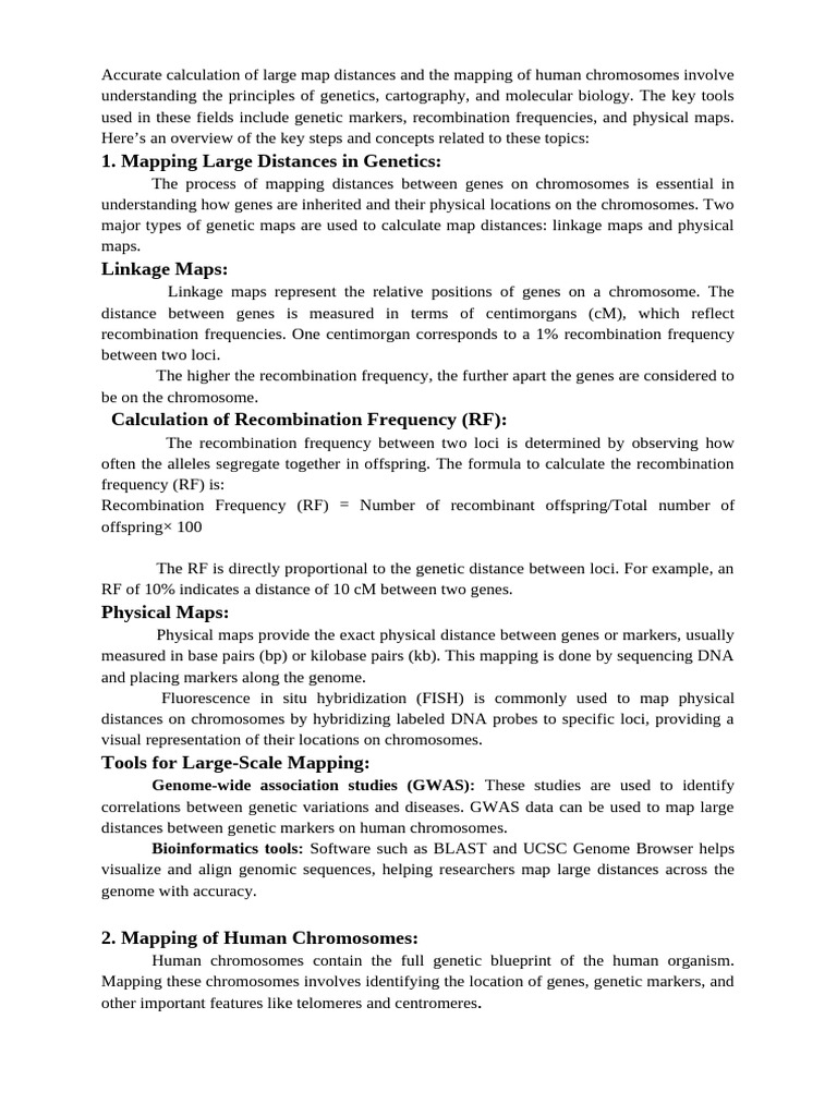 Accurate Calculation of Large Map Distances and The Mapping of Human ...