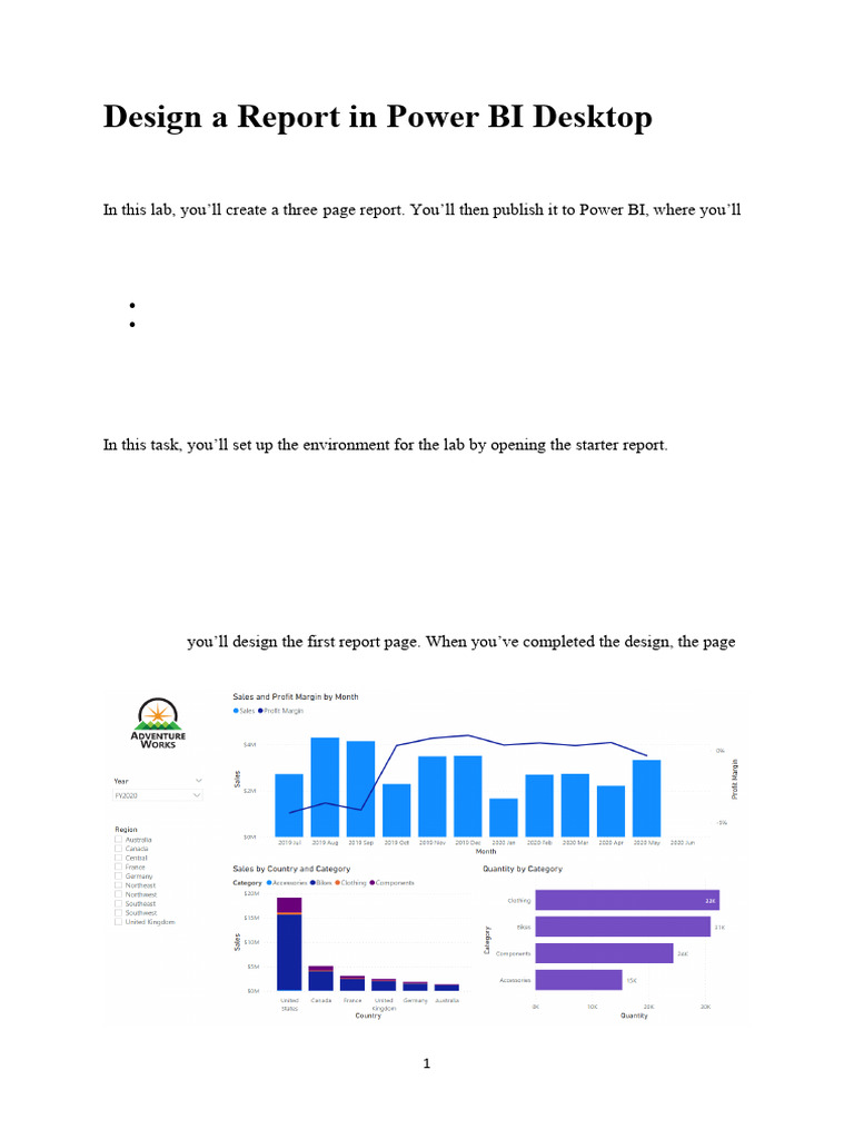 Power BI Report Design Lab Guide | PDF | Icon (Computing) | Chart