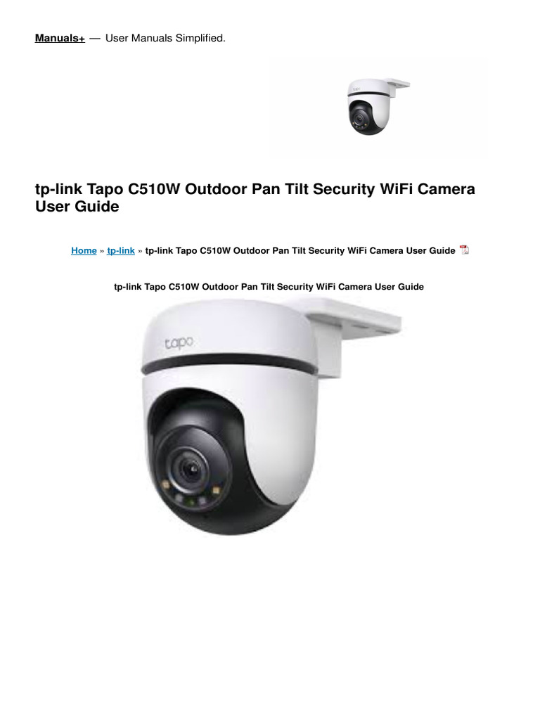 Tapo c510w Outdoor Pan Tilt Security Wifi Camera Manual | PDF | Radio ...