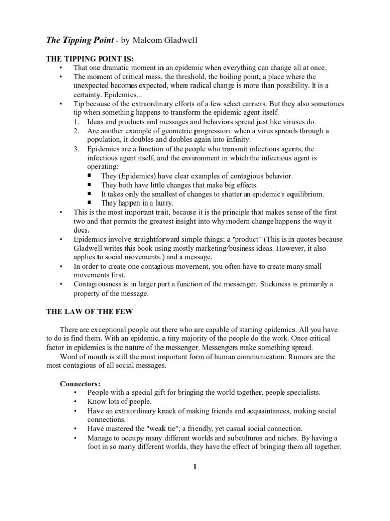 The Tipping Point - by Malcom Gladwell | PDF | Cognitive Science ...