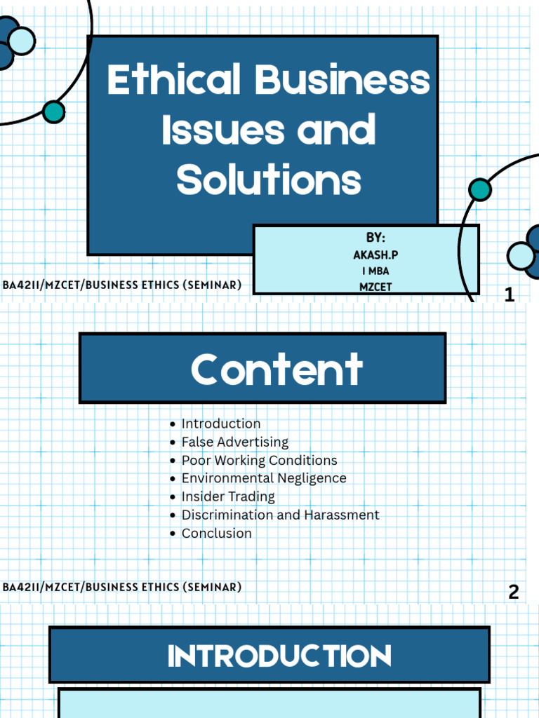 Ethical Business Issues and Solutions | PDF | Business Ethics ...