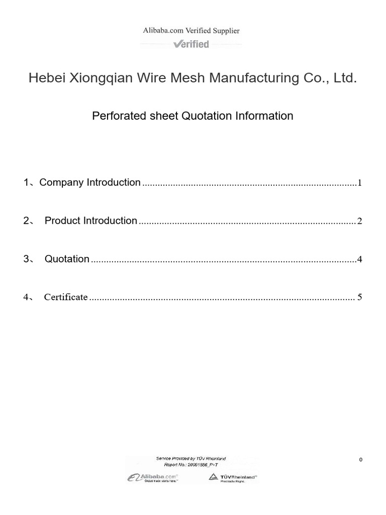 Perforated Metal Sheet Quotation Details | PDF | Wire | Sheet Metal
