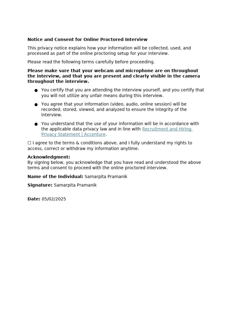 Online Interview Consent Notice | PDF