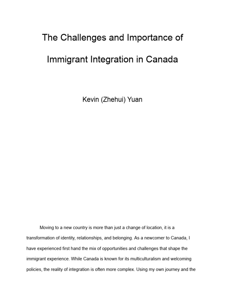Immigrant Integration Challenges in Canada | PDF | Immigration ...