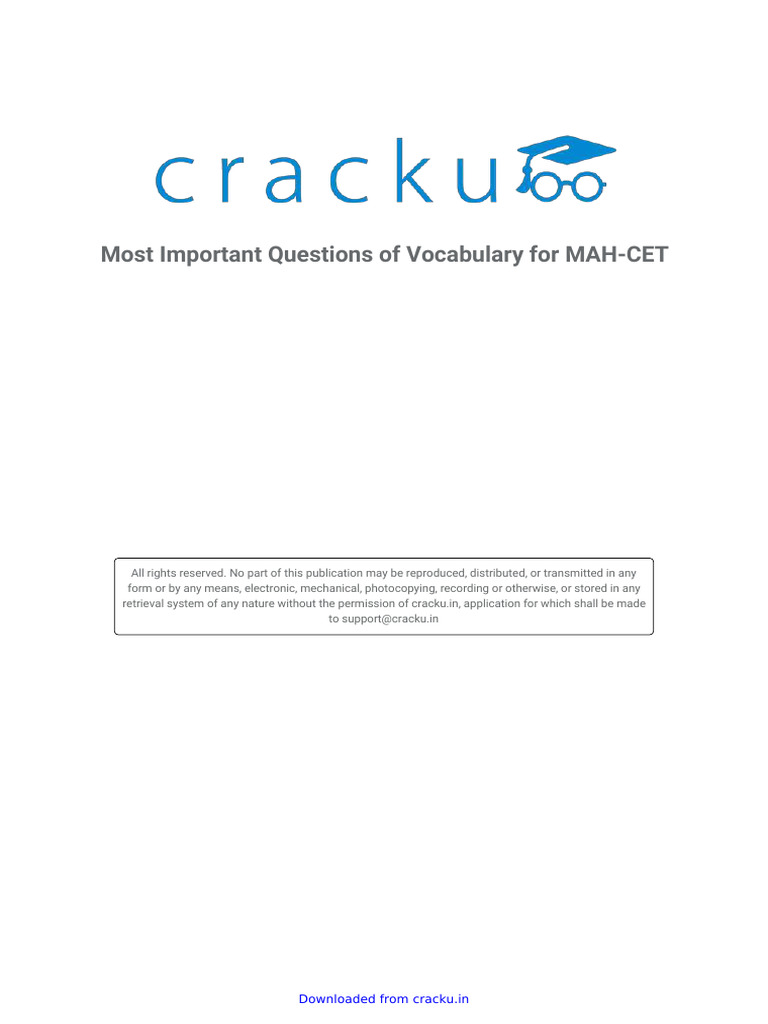 Key Vocabulary Questions for CET 2025 | PDF | Linguistics