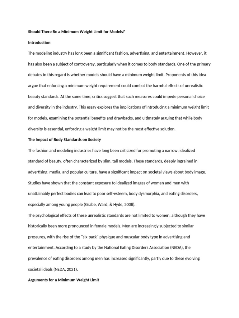 Should There Be A Minimum Weight Limit For Models | PDF | Body Image ...