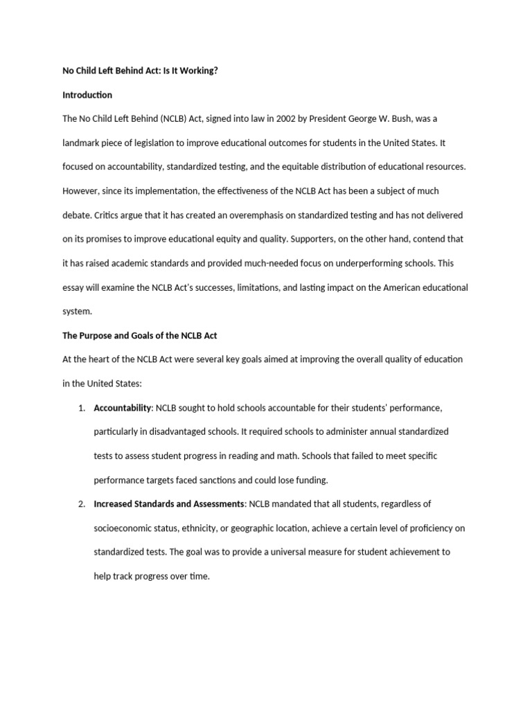 No Child Left Behind Act | PDF | No Child Left Behind Act | Social Policy