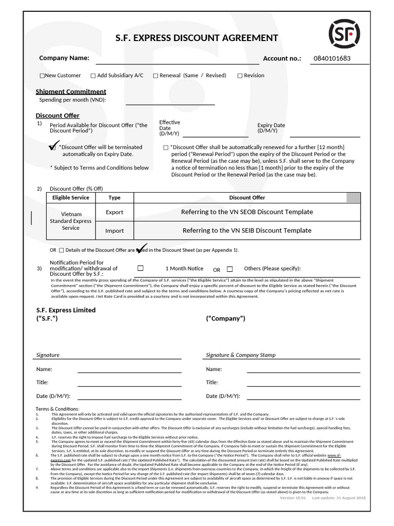 Discount Agreement (Standard) | PDF | Fee | Government Finances