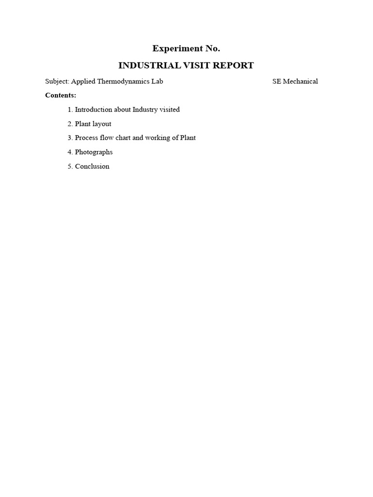 Applied Thermodynamics Lab Industry Visit Report | PDF