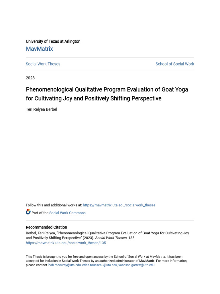 Phenomenological Qualitative Program Evaluation of Goat Yoga For | PDF ...