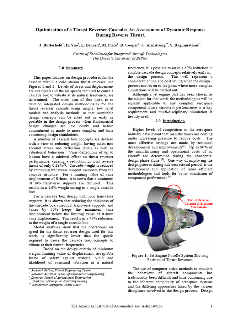 (A09) Optimisation of A Thrust Reverser Cascade - An Assessment of Dynamic Response During ...