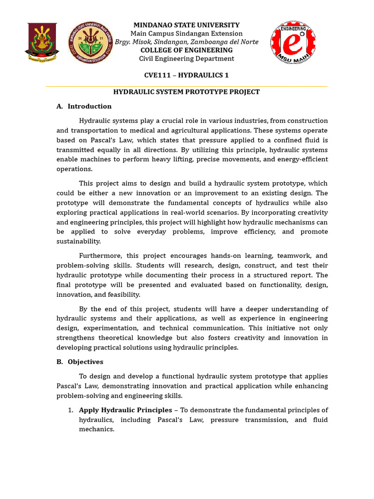 Hydraulic System Prototype Project | PDF | Engineering | Prototype
