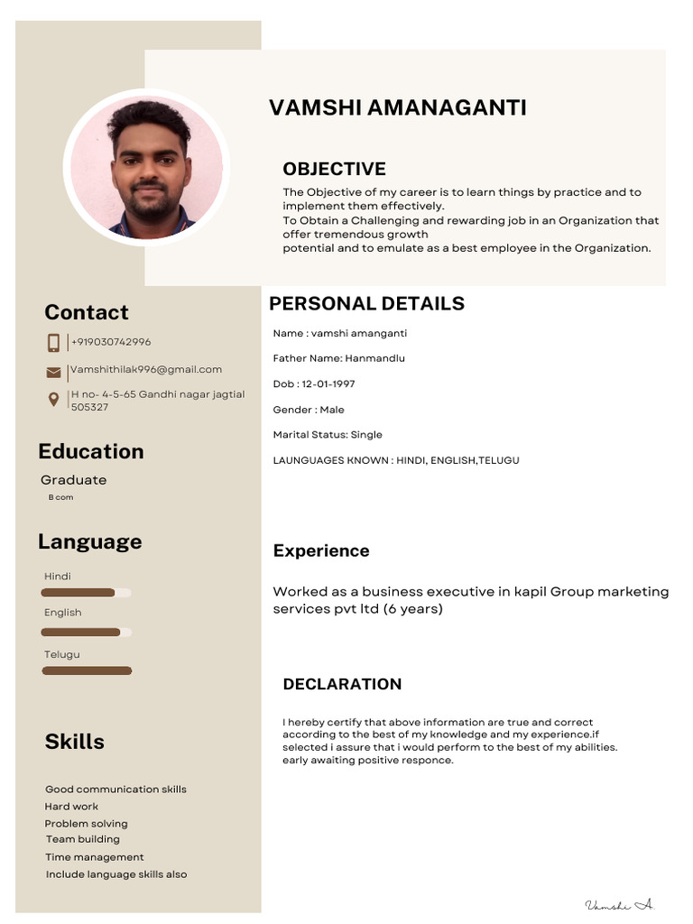 Vamshi A CV | PDF