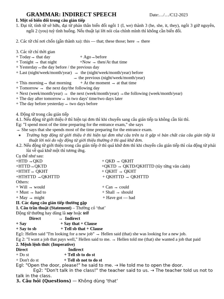 10 1 Indirect-Speech | PDF