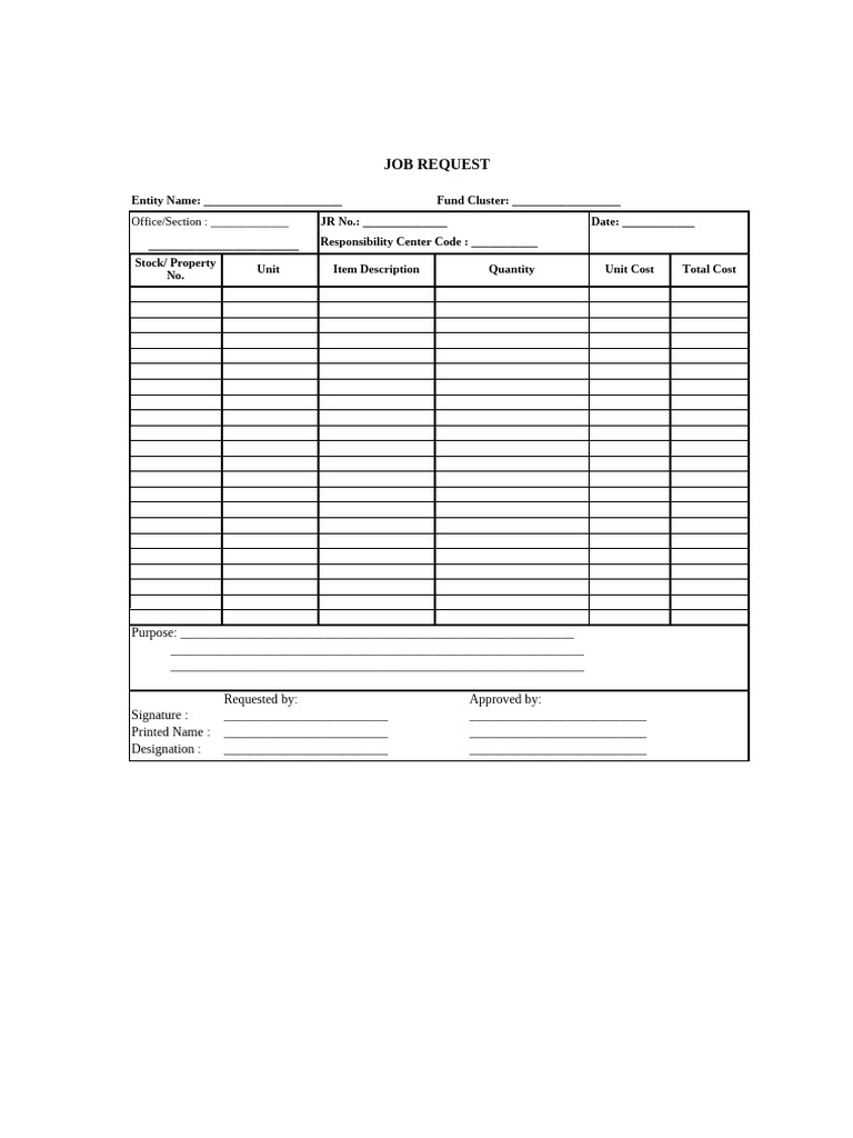 Job Request Form Template | PDF