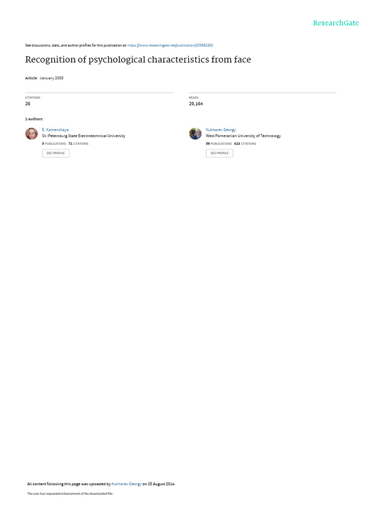 Recognition of Psychological Characteristics From | PDF | Psychology ...