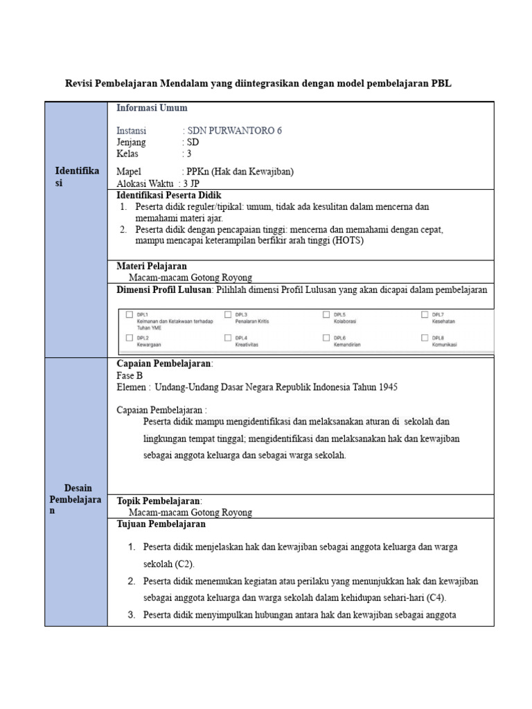 Revisi Modul Ajar PKN MICRO 2 - Ayu Maharani P | PDF