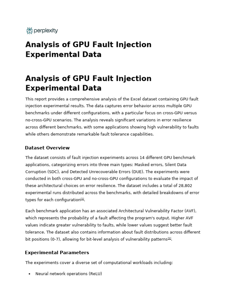 Analysis of GPU Fault Injection Experimental Data - Excel1 | PDF | Fast Fourier Transform ...