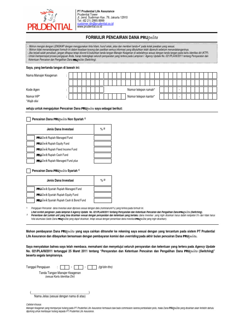 Persyaratan Dan Ketentuan Pencairan Dan Pengalihan Dana PRUpelita ...